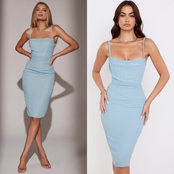 House of CB | Dresses | House Of Cb Jamille Baby Blue Draped Corset ...